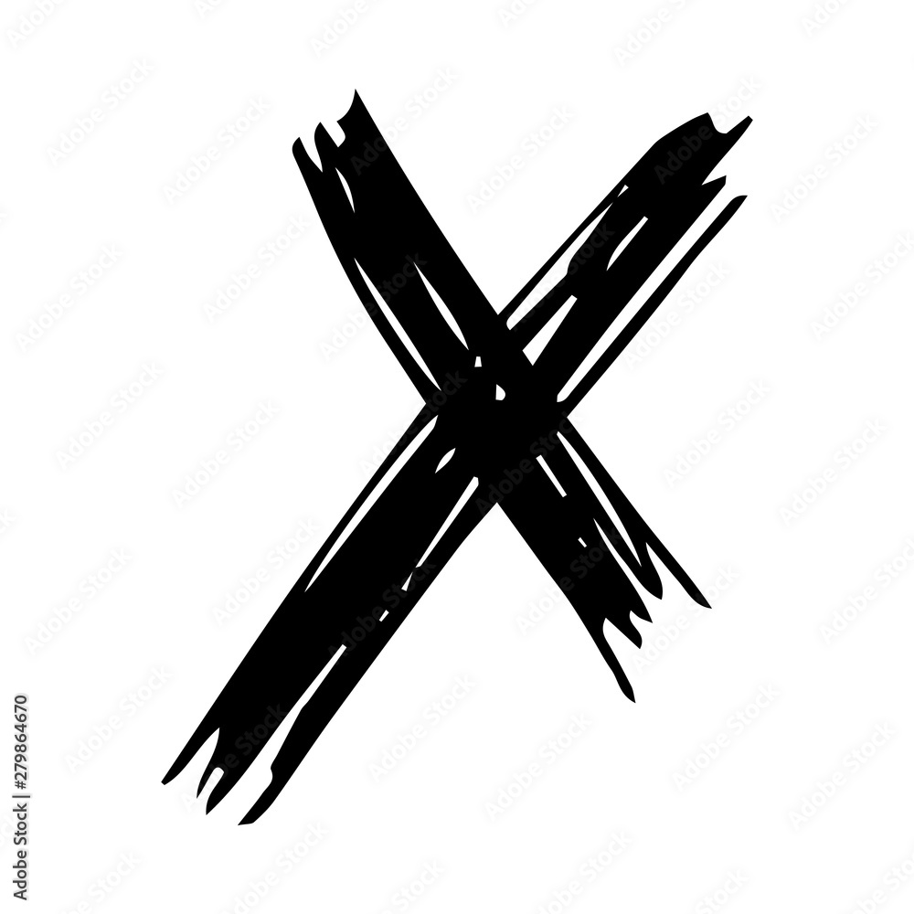 Black Hand drawn cross symbol Stock Vector | Adobe Stock