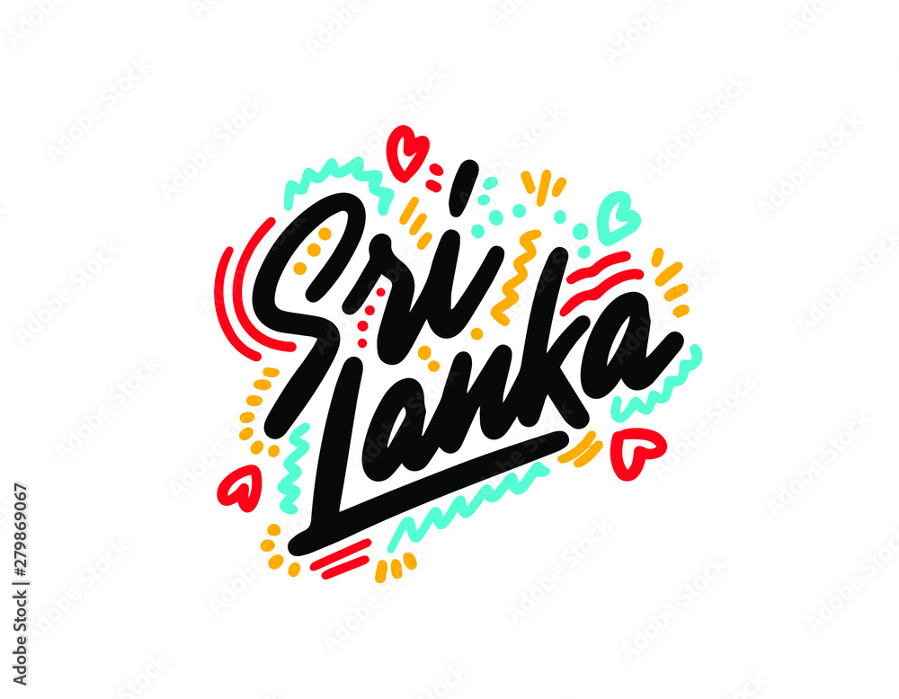 Sri Lanka Word Text with Creative Handwritten Font Design Vector ...