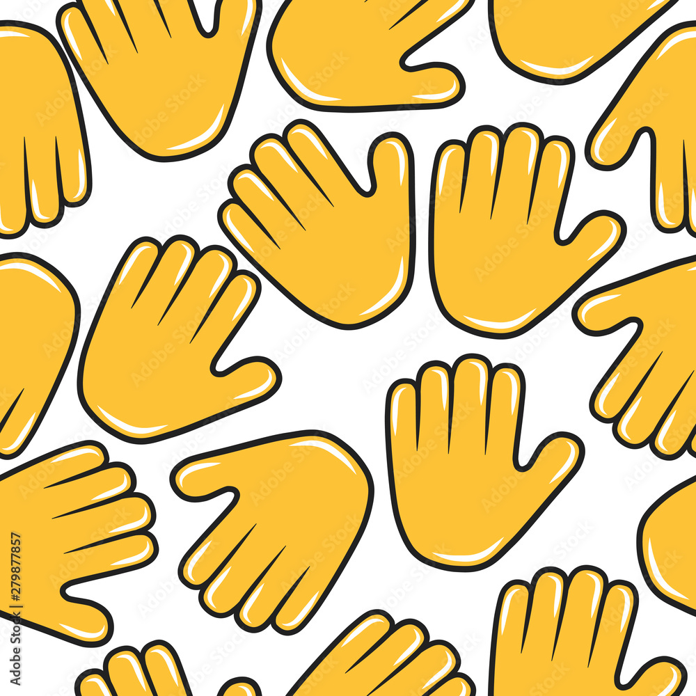 Hold hand emoji seamless pattern. Stop emoticon icon background. Hi ...