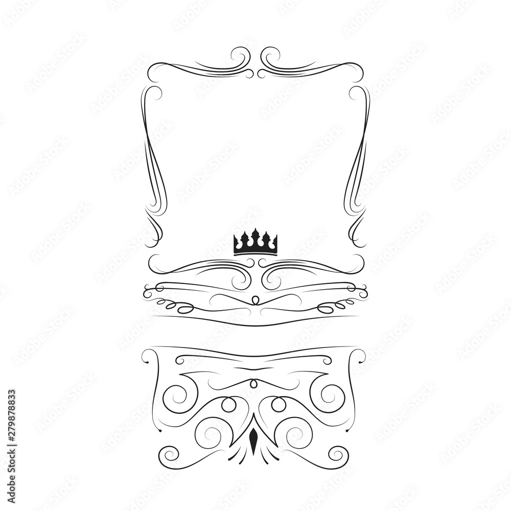 Ornate royal label with crown for Irish whiskey bottle. Hand drawn ...