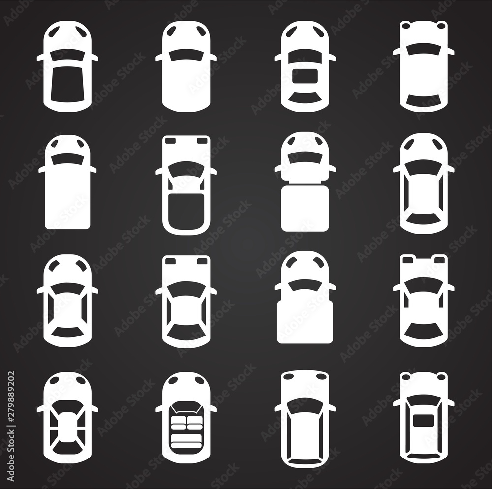 Cars top view icons set on background for graphic and web design ...
