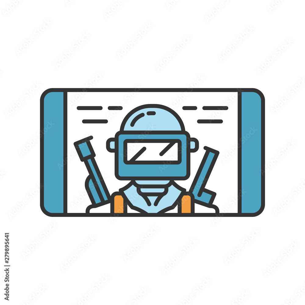Mobile game color icon. Shooter, battle royale smartphone game ...