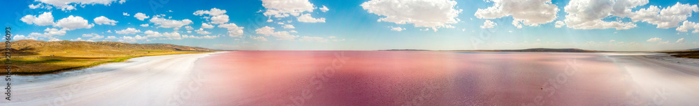 Aerial view of Lake Tuz, Tuz Golu. Salt Lake. Red, pink salt water. It ...