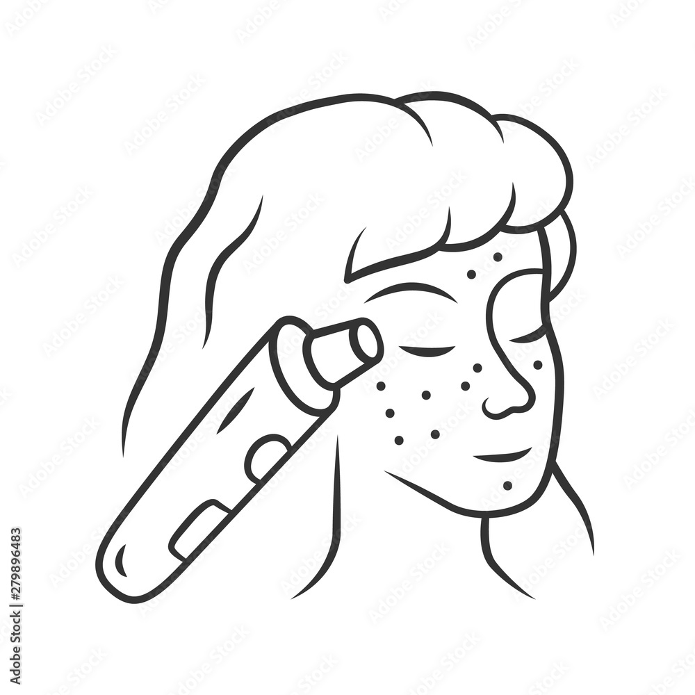 Blackhead remover linear icon. Pore cleaner. Vacuum comedone removing ...