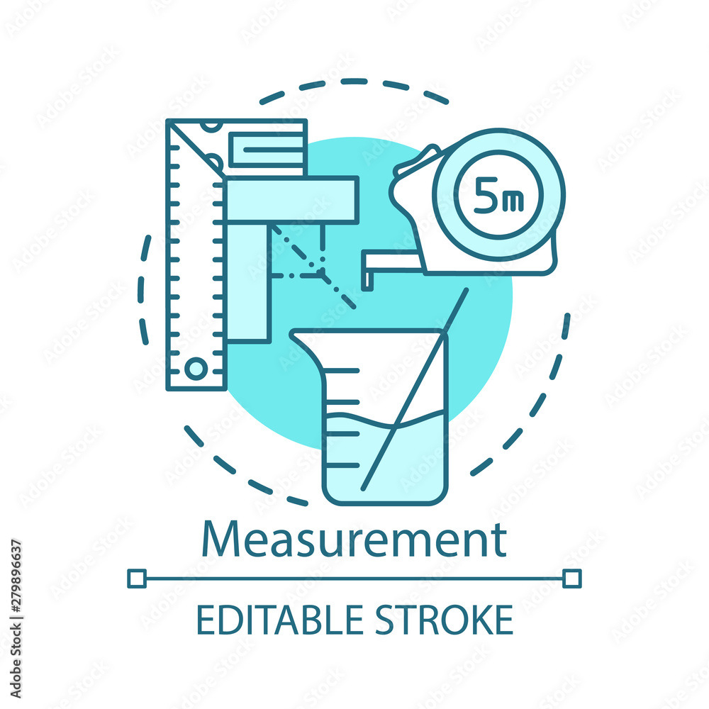 Measurement science experiment, measuring tools concept icon. Tape ...