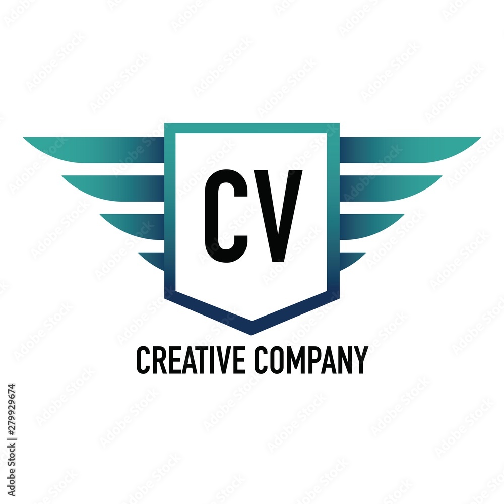 Initial Letter CV Logo Shield Element Template Design Logos Stock ...