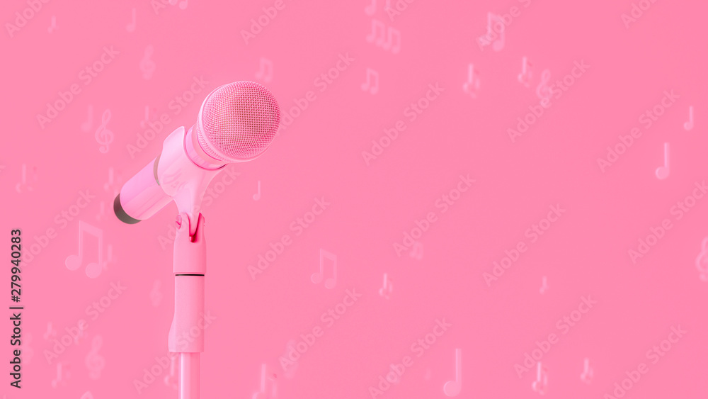Pink microphone music background Stock Illustration | Adobe Stock