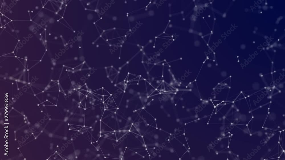 Animated dots connected by lines flying around, background for editing ...