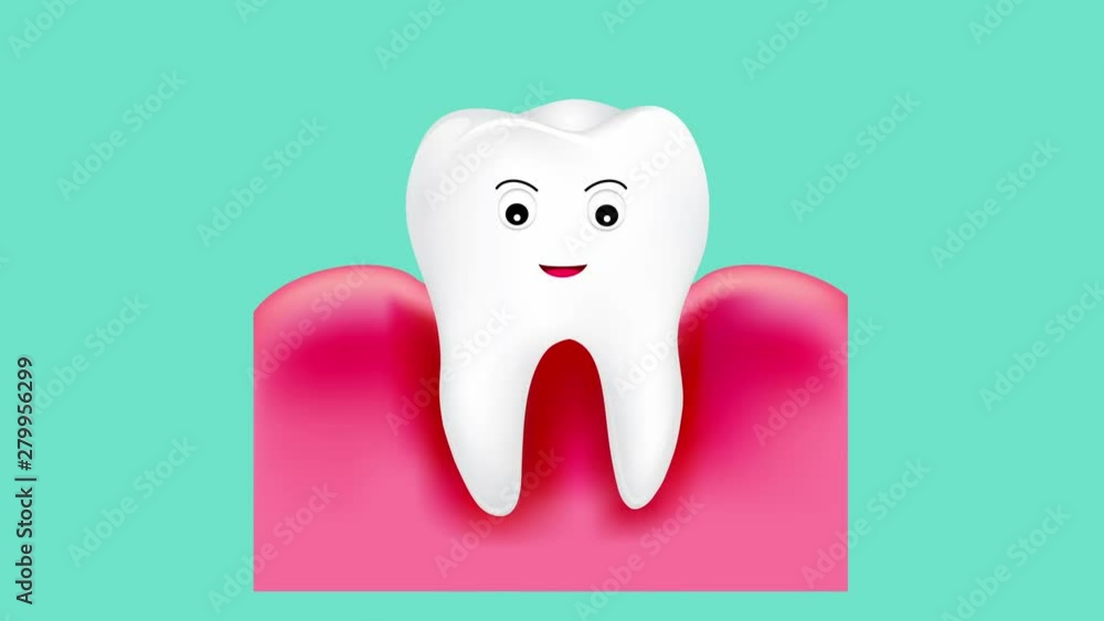 Step of gum disease. Healthy tooth and gingivitis. Cute cartoon ...