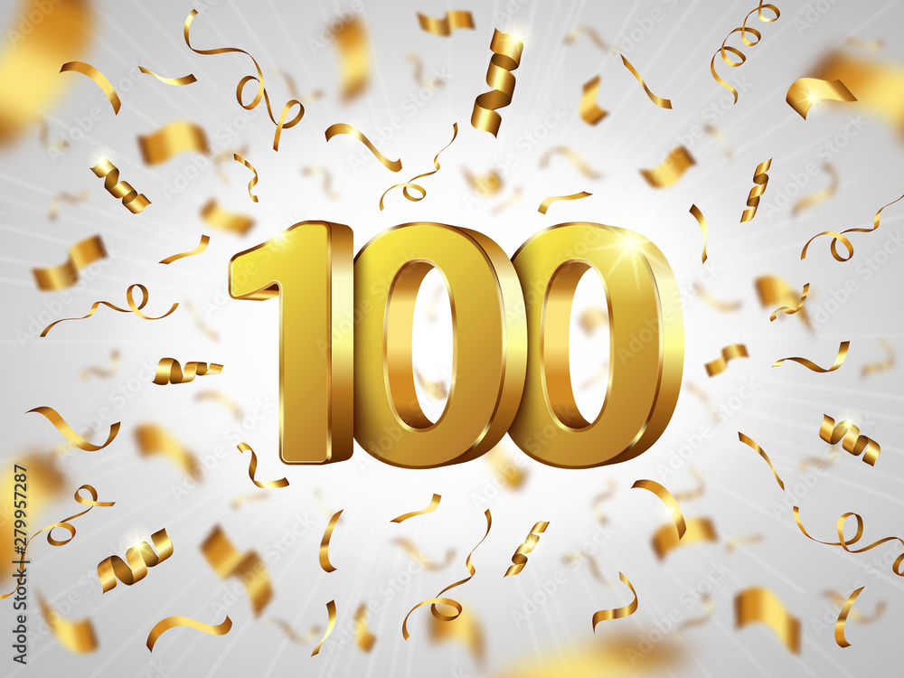 100 Year Anniversary Celebration Realistic Vector White Background