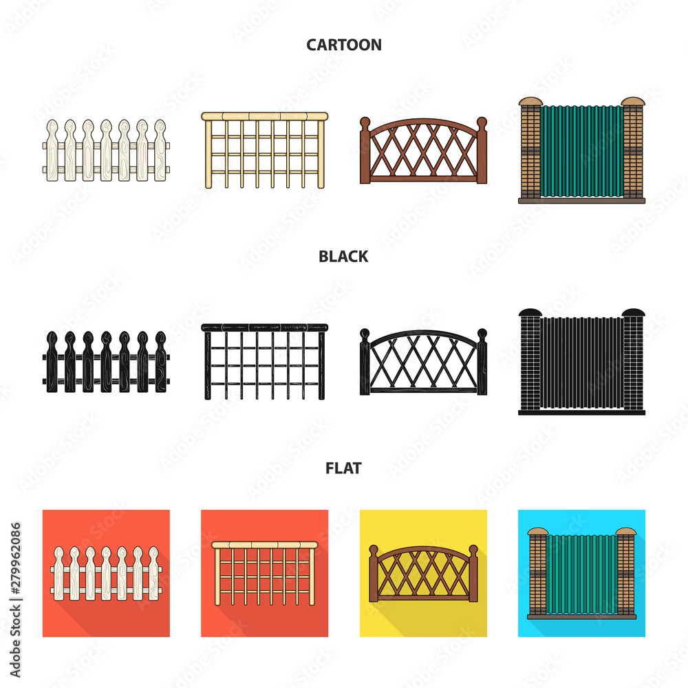 Vector design of gate and fence logo. Set of gate and wall stock symbol ...