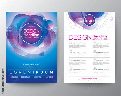 Modern abstract fluid purple blue circle shape colors gradient on blue ...