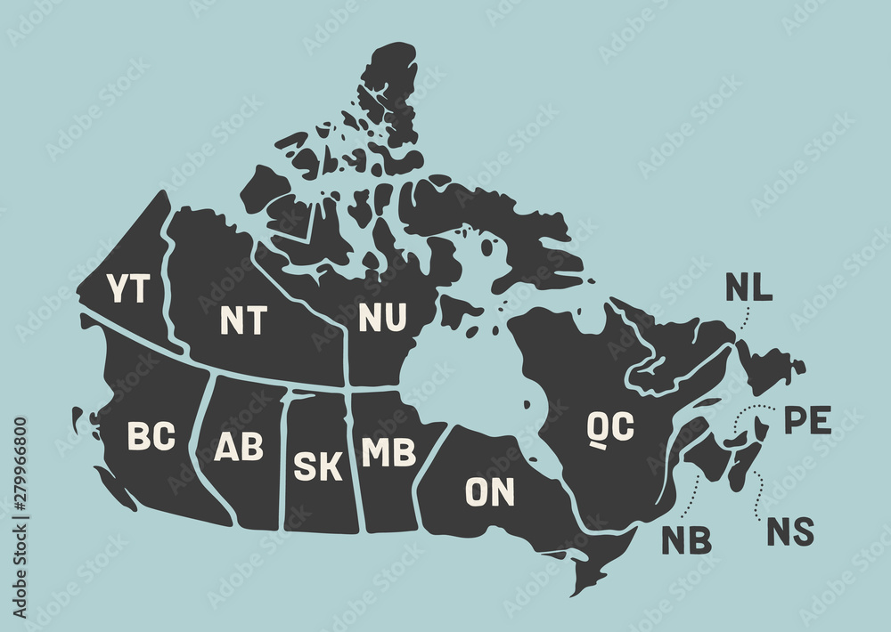 Map Canada. Poster map of provinces and territories of Canada Stock ...
