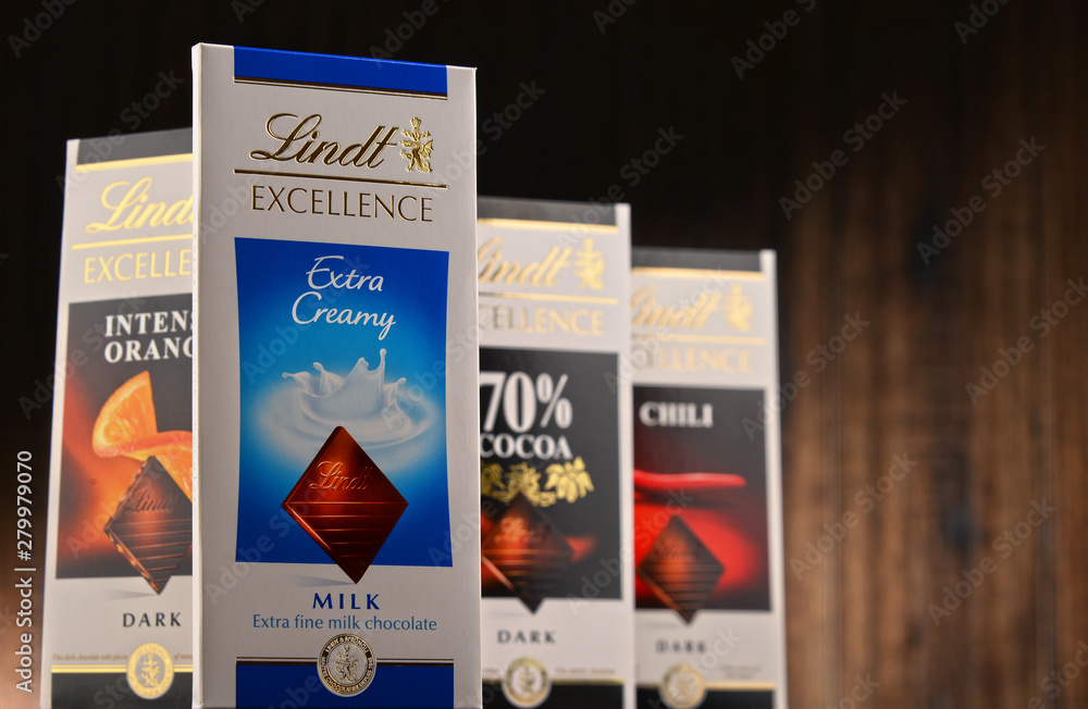 Lindt chocolate bars of different tastes Stock Photo | Adobe Stock