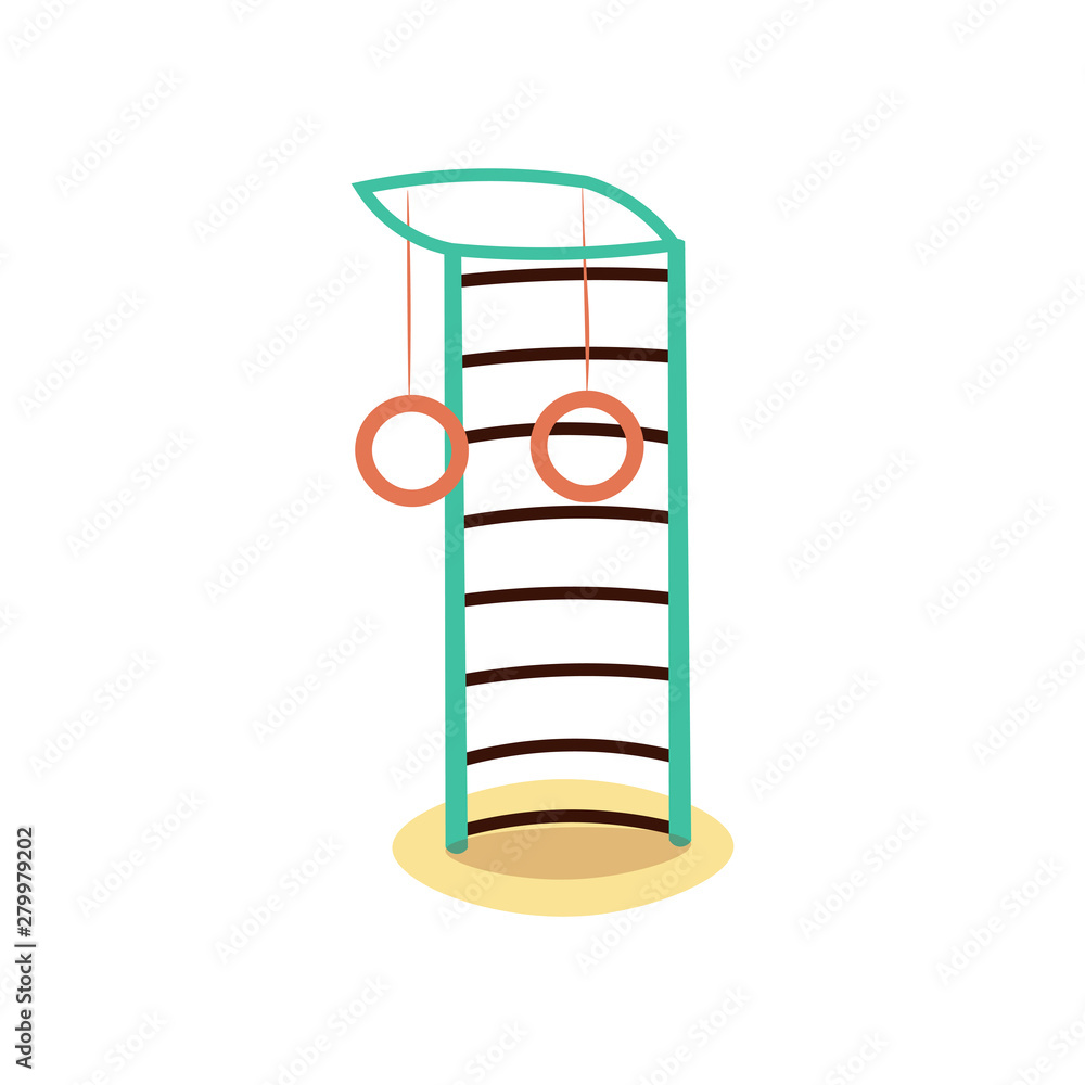 Cute vector cartoon illustration of home sport wall bar with gymnastic ...