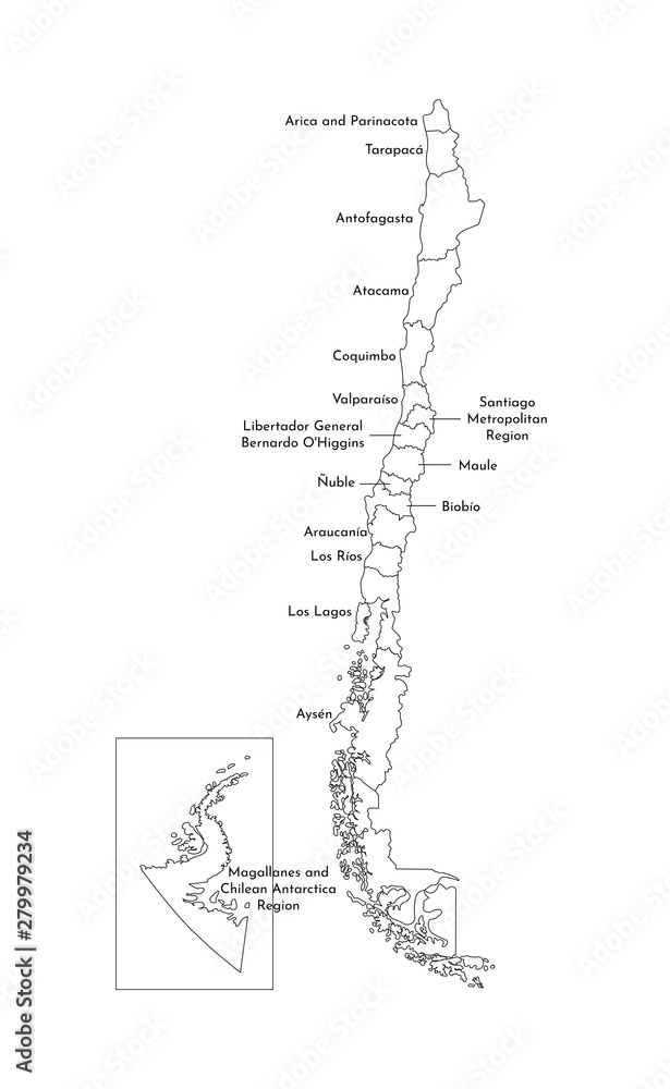 Vector isolated illustration of simplified administrative map of Chile ...