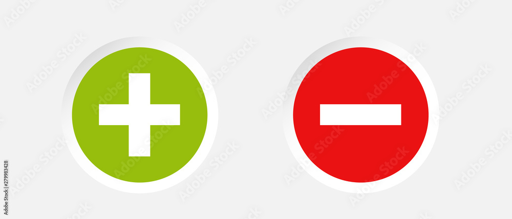 Plus And Minus Set - Vector Illustration - Isolated On White Background ...