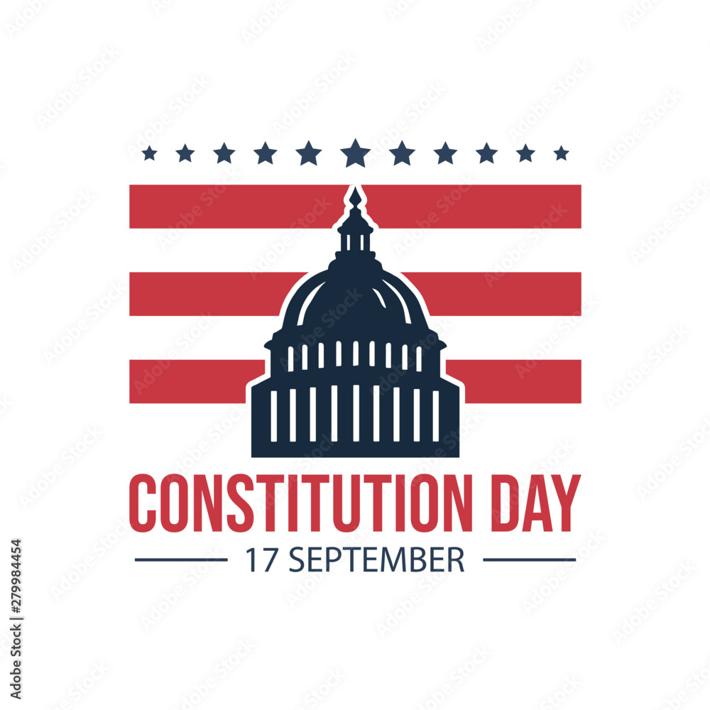 American constitution day badge vector logo icon isolated on white ...