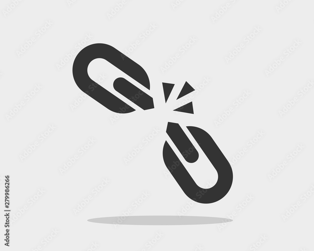 Broken chain link icon vector. Concept demage connection or join in ...