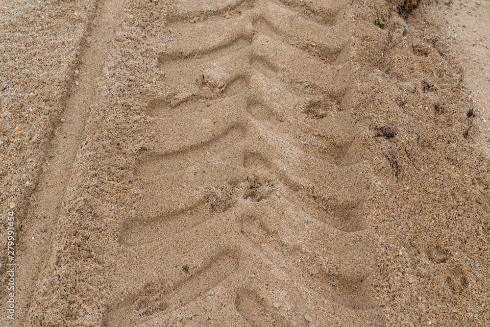 trace of tractor tire in the sand Stock Photo | Adobe Stock