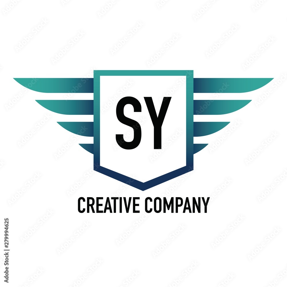 Initial Letter SY Logo Shield Element Template Design Logos Stock ...