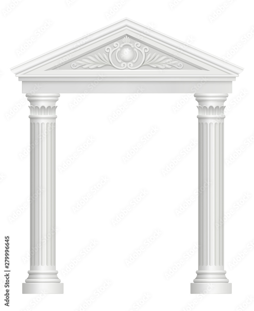 Antique arch. Colonnade palace entrance architectural baroque style ...