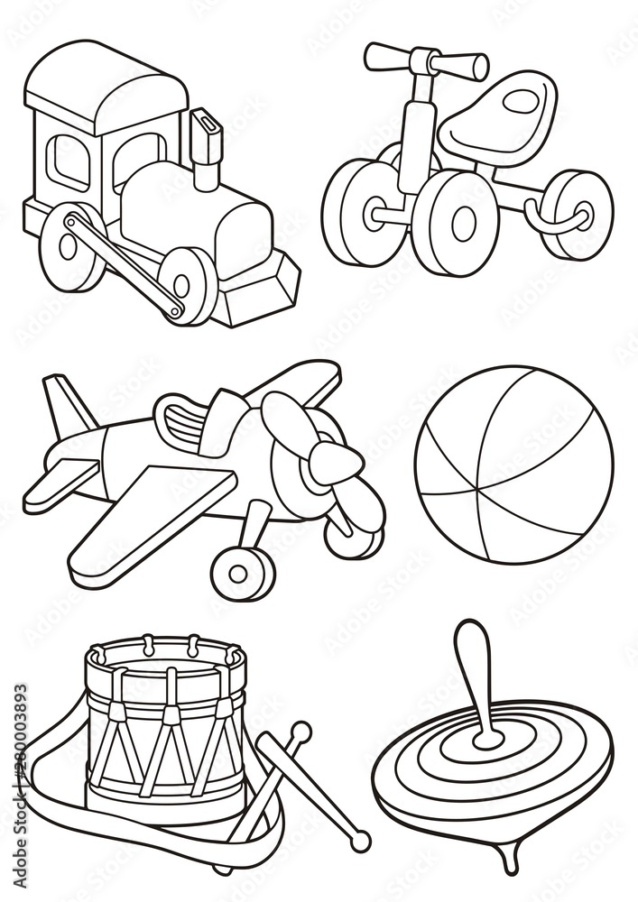 Toys Icons Coloring Book Stock Vector | Adobe Stock