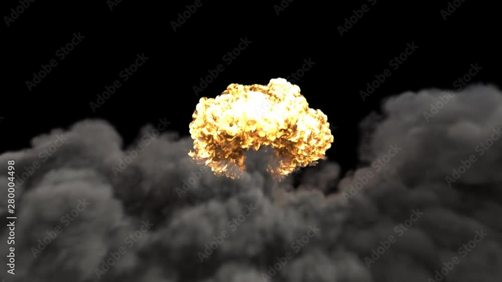 The explosion of a nuclear bomb. Realistic 3D VFX animation of atomic ...