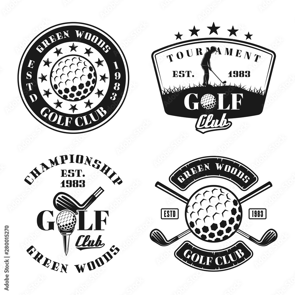 Golf set of four vector emblems, badges, labels Stock Vector | Adobe Stock