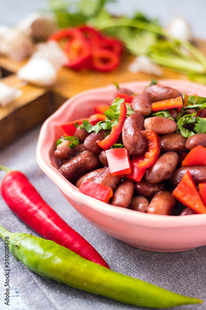 Lobio - Georgian traditional food with red beans, coriander, onion ...