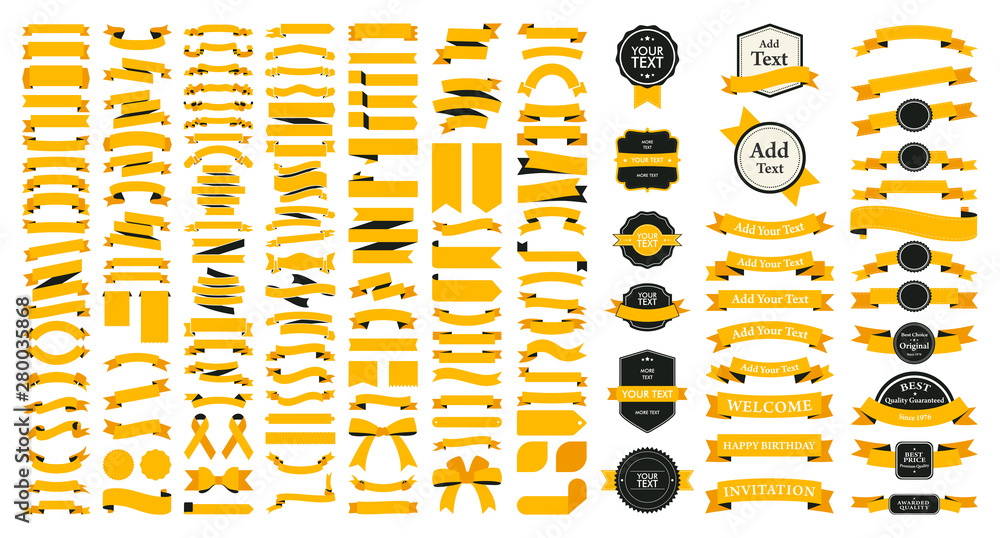 Beautiful Ribbons, Tags and Bows Collection Set Vector Design Eps 10 ...