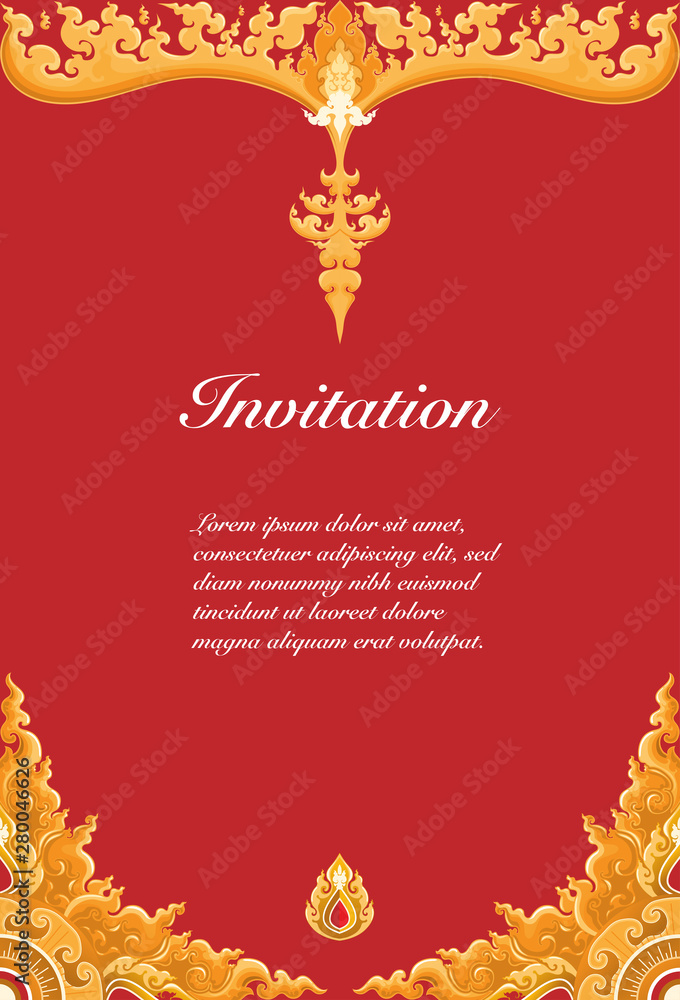 Vector of invitation card template, background and frame border, red ...