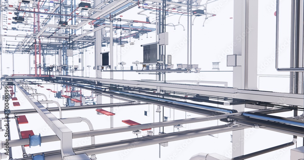 BIM model conceptual visualization of the utilities of the building ...