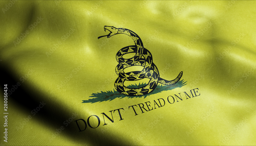 3D Waving Flag of Gadsden flag Closeup View Stock Photo | Adobe Stock