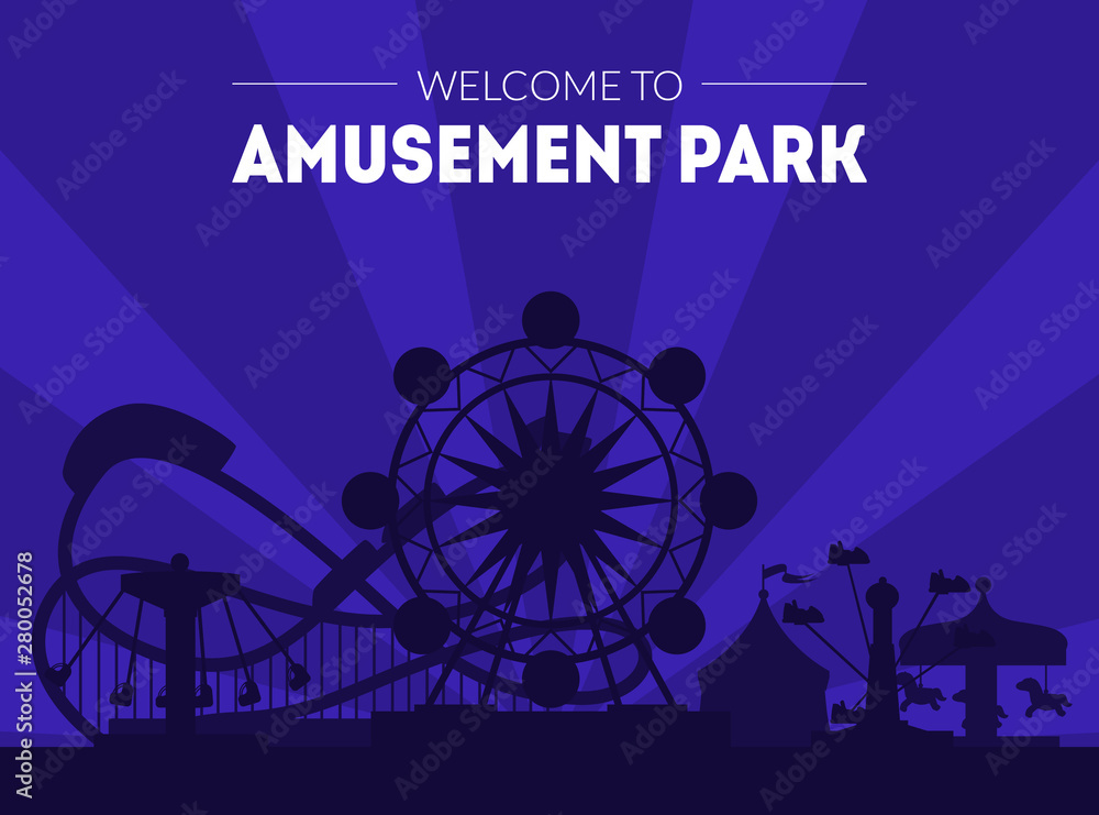 Welcome to Amusement Park Banner Template, Night Carnival Funfair ...
