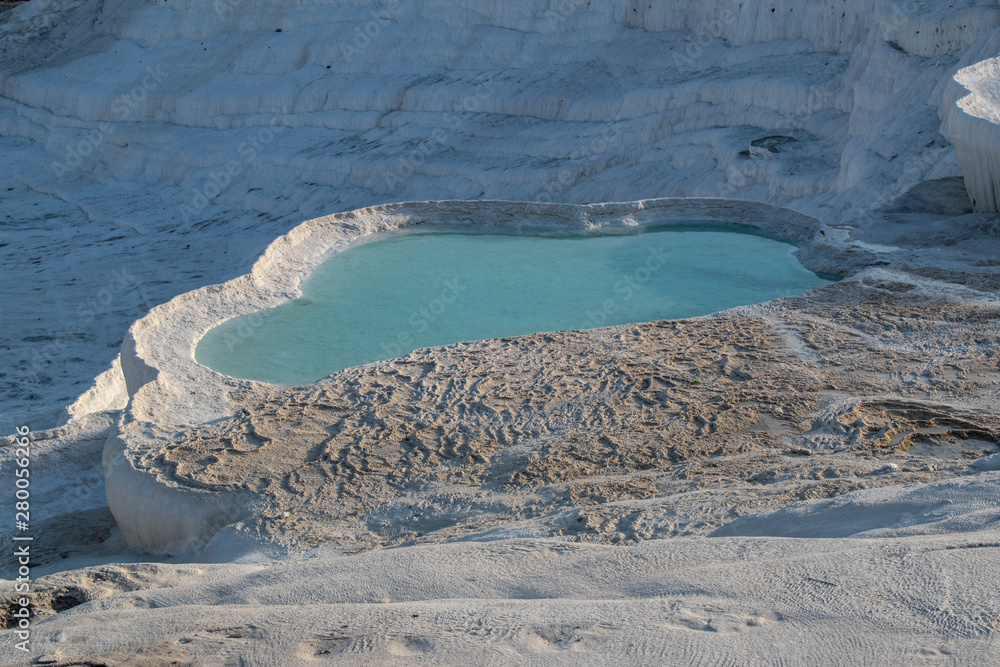 Turkey, calcium pools on travertine terraces at Pamukkale (Cotton ...