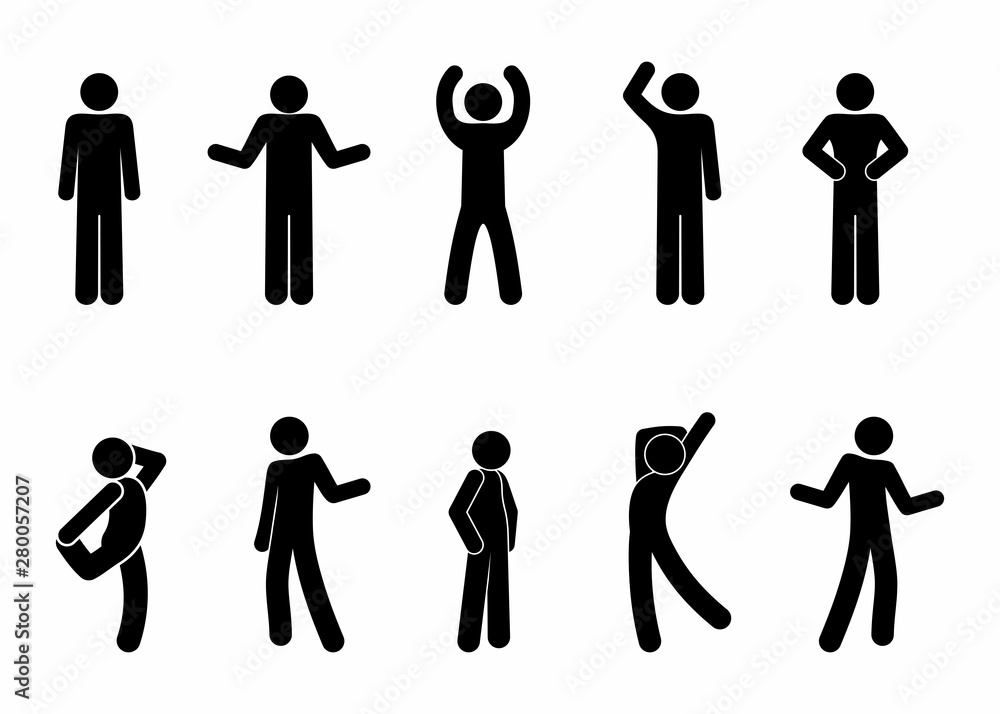 Stick figure positions set man Stock Vector | Adobe Stock