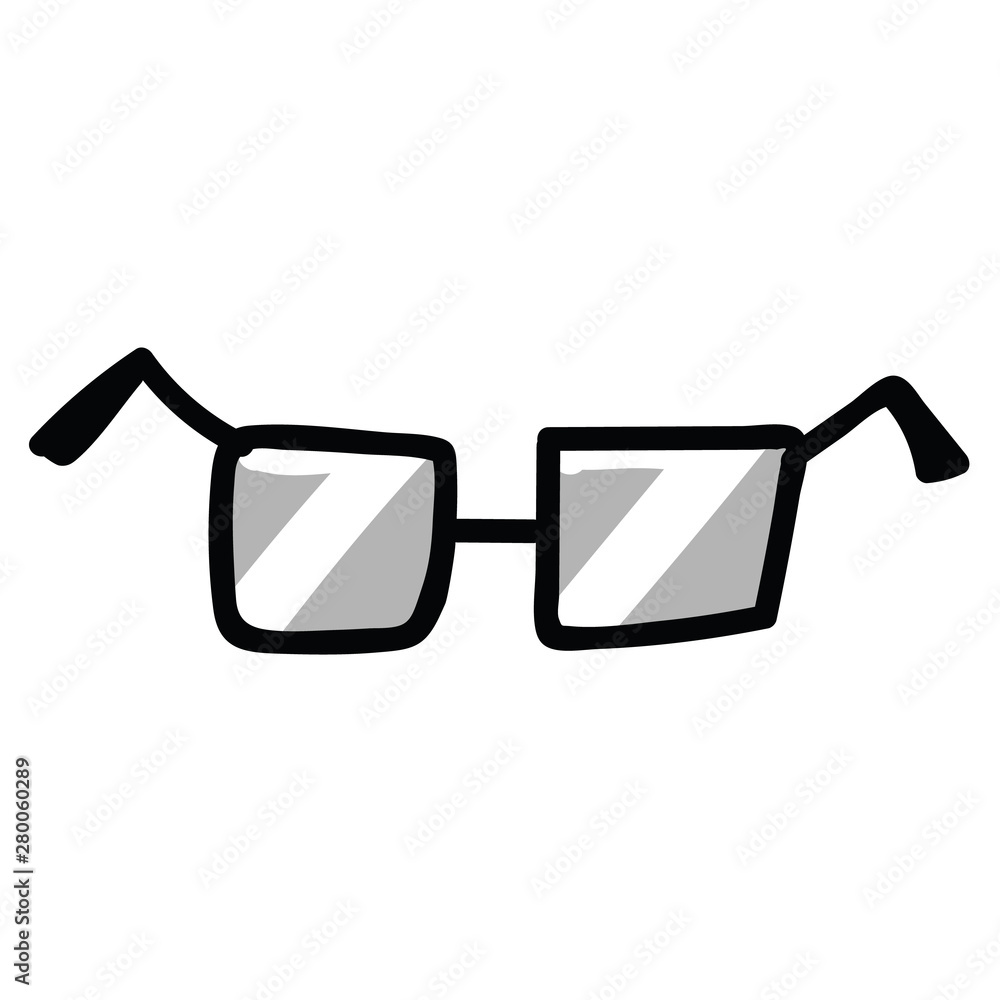 Cute simple glasses cartoon vector illustration motif set. Hand drawn ...