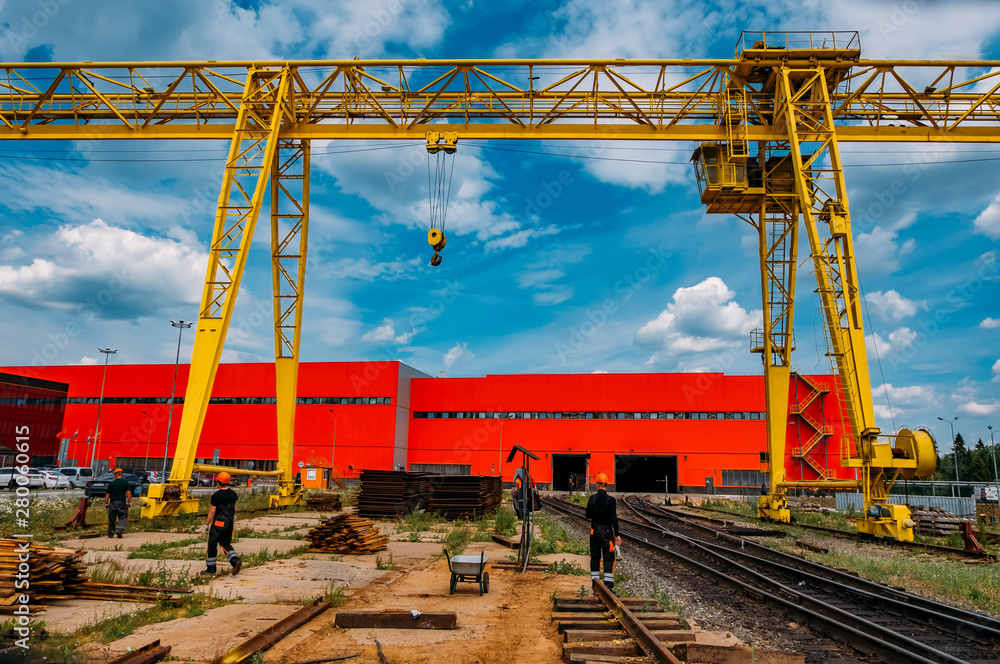 Overhead crane and railway for sheet metal transportation in a factory ...