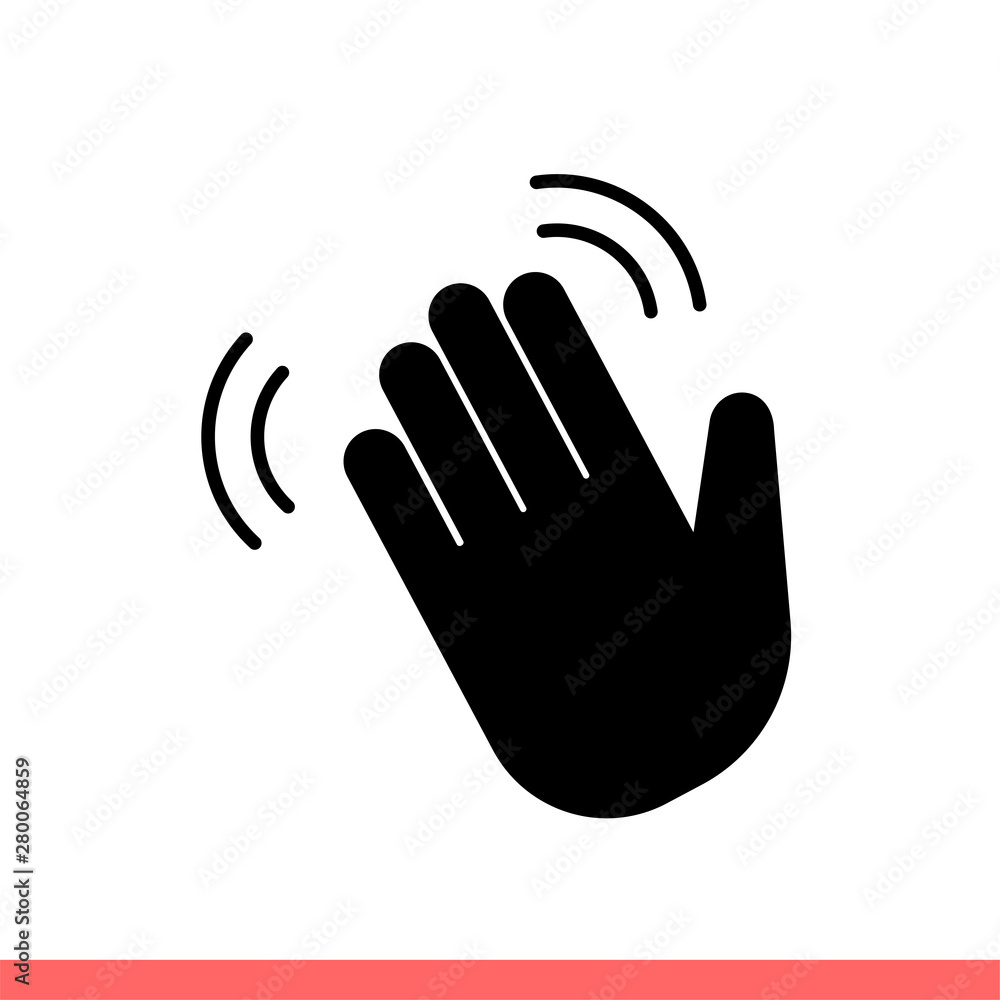 Hand wave icon, bye symbol. Simple, flat design isolated on white ...