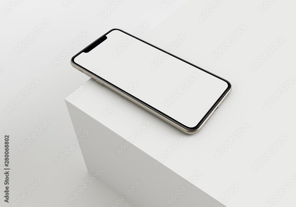 3d render illustration hand holding the white smartphone with full ...