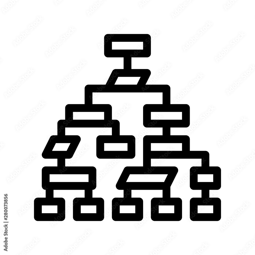 Structure Computer System Vector Thin Line Icon. Hierarchical Structure ...