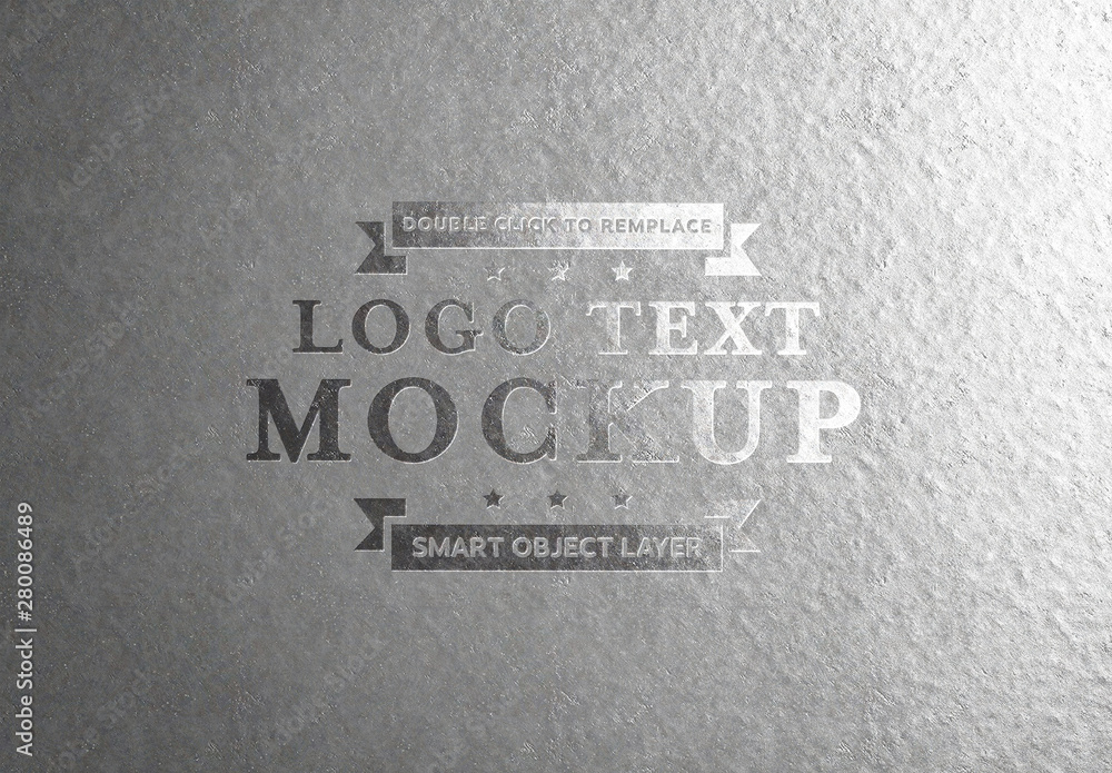 Embossed Silver Text on Aluminium Mockup Stock Template | Adobe Stock