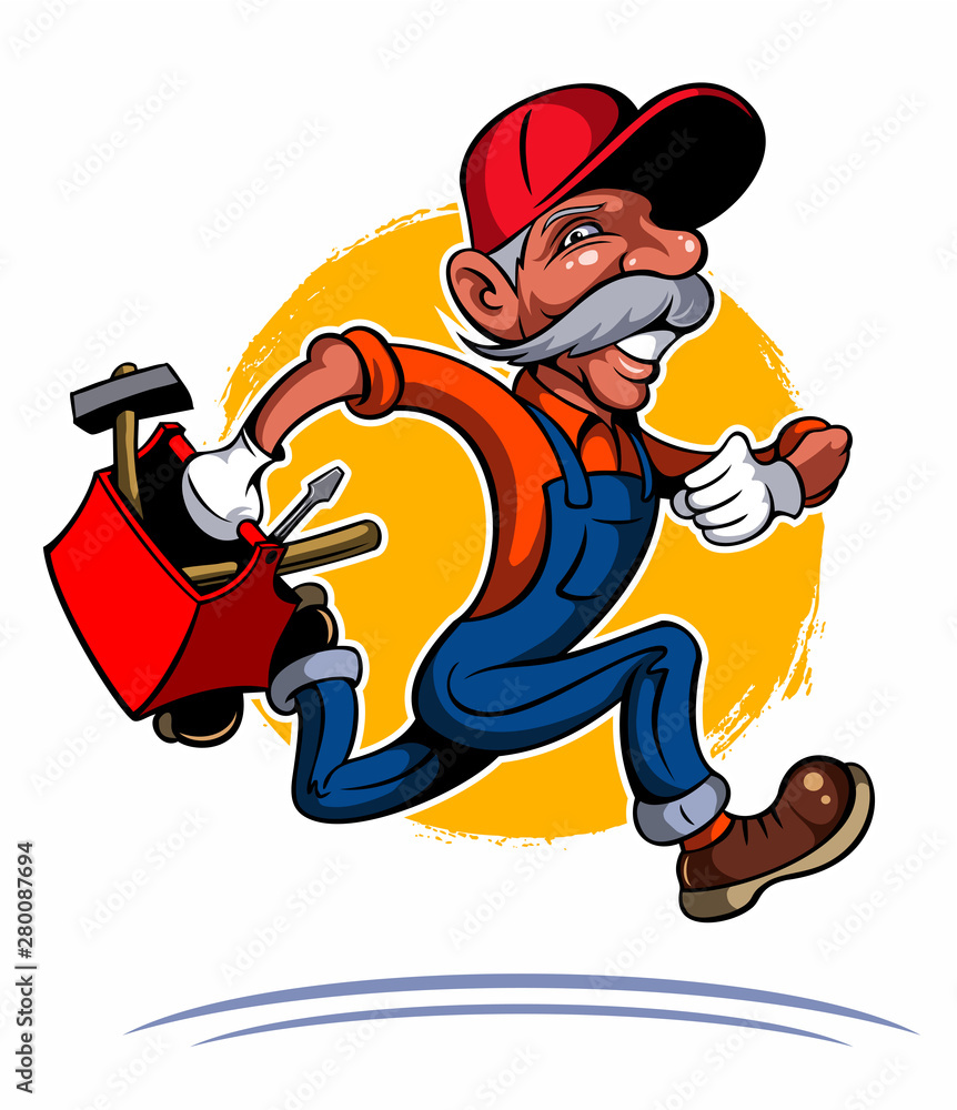 Cartoon style Handyman with the tools, vector cartoon character. Stock ...