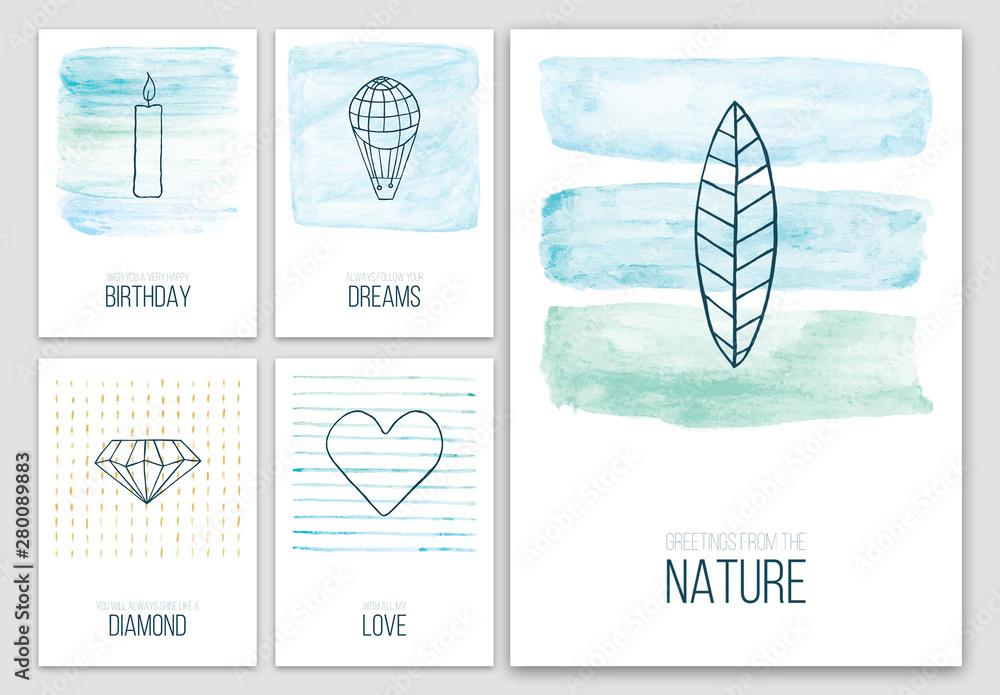 Abstract Colorful Postcard Layouts Stock Template | Adobe Stock