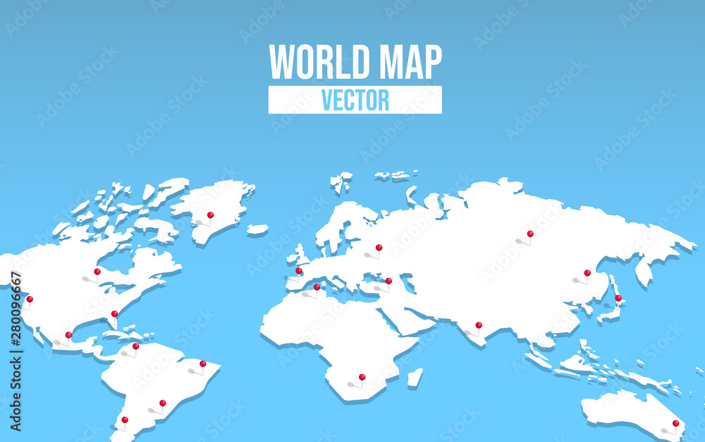 World map empty template with red location pin Stock Vector | Adobe Stock