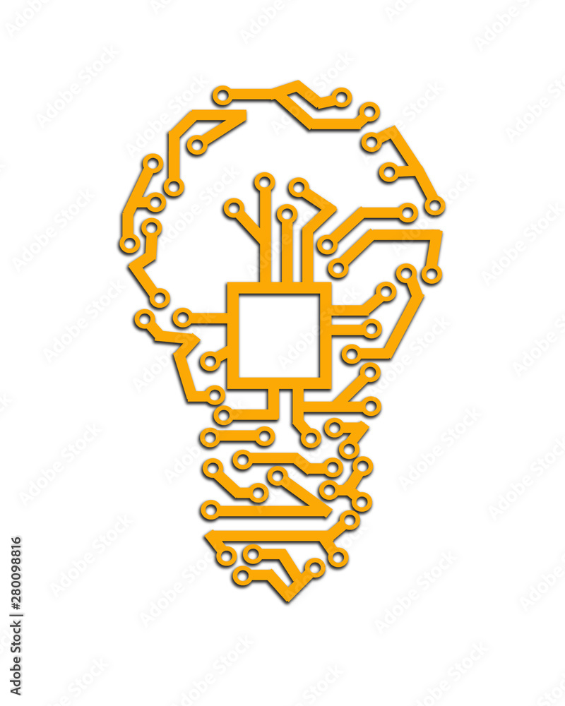 Light bulb icon design, circuit board pattern technology logo digital ...