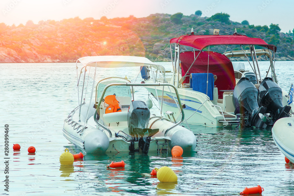 beautiful boat in the sea on nature background Stock Photo | Adobe Stock