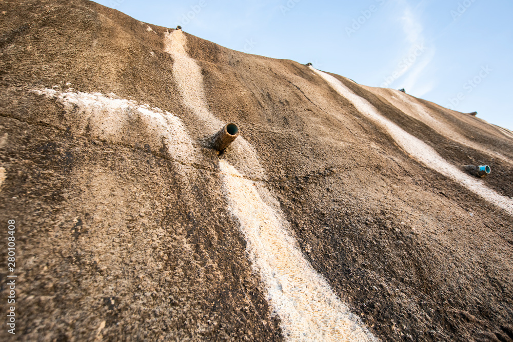 water flow stains appear on the shotcrete wall Stock Photo | Adobe Stock
