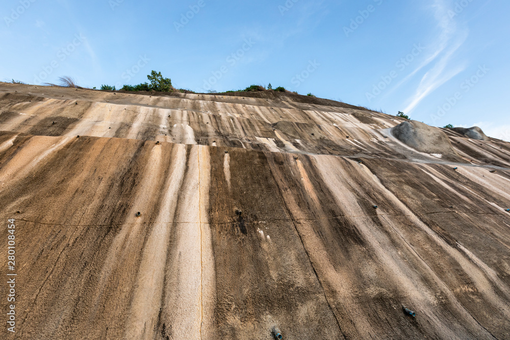 water flow stains appear on the shotcrete wall Stock Photo | Adobe Stock